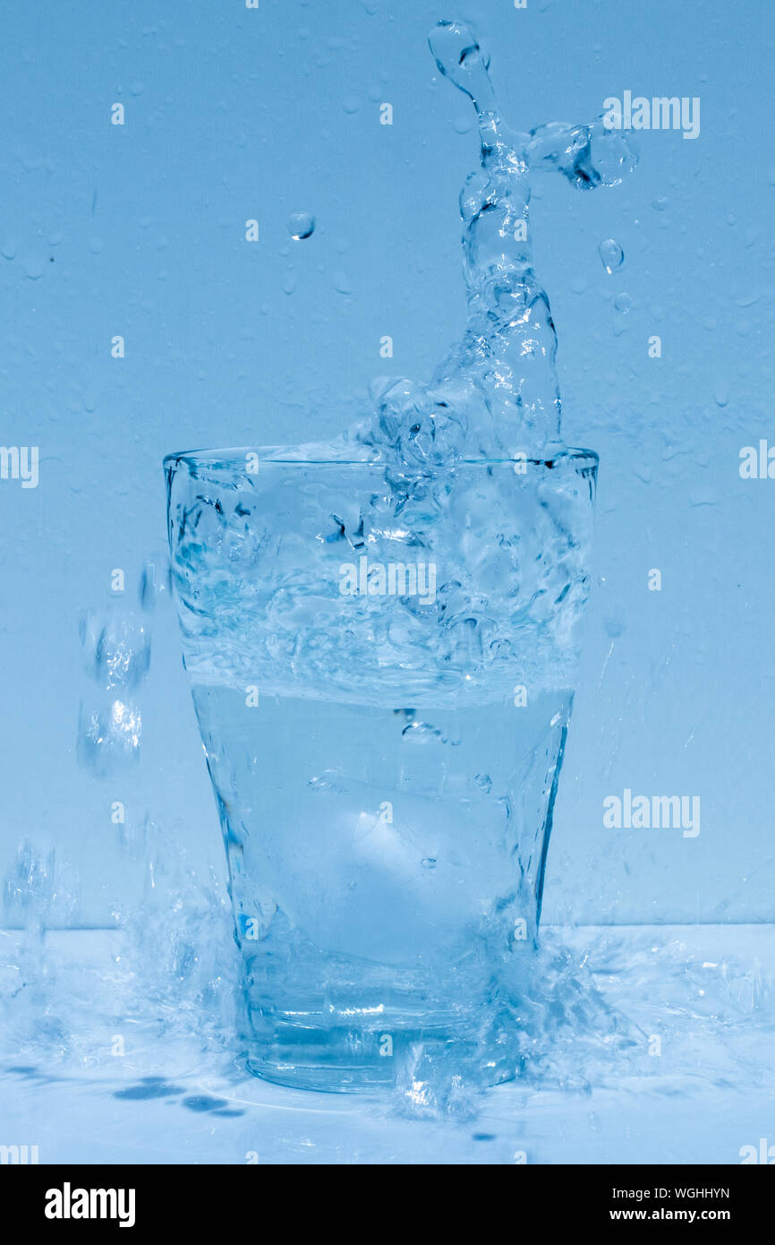 Water glass, splashing water, freshness Stock Photo - Alamy