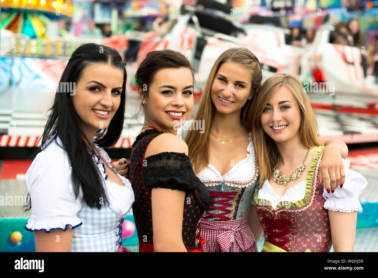 Oktoberfest Young Women Traditional Dirndl High Resolution Stock ...