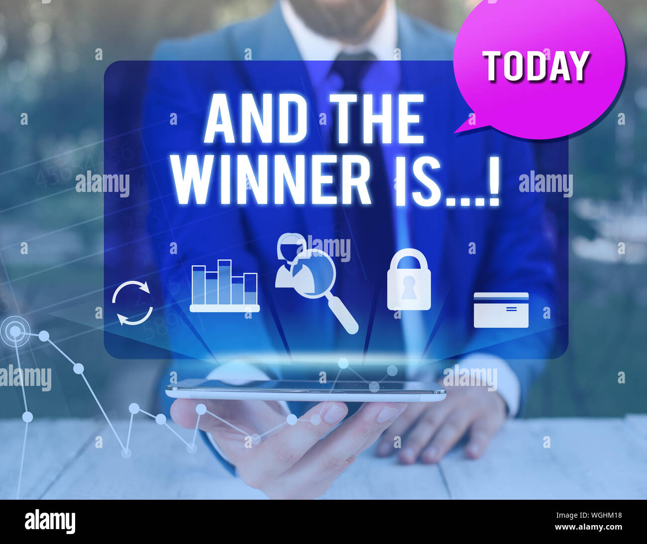 Handwriting text writing And The Winner Is. Conceptual photo announcing ...