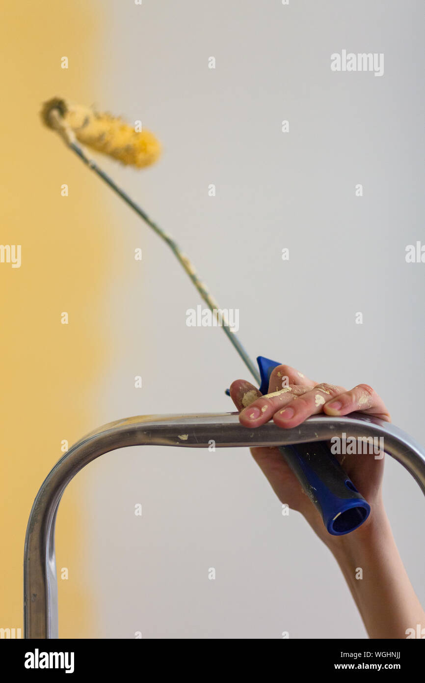 Person up ladder hi-res stock photography and images - Alamy