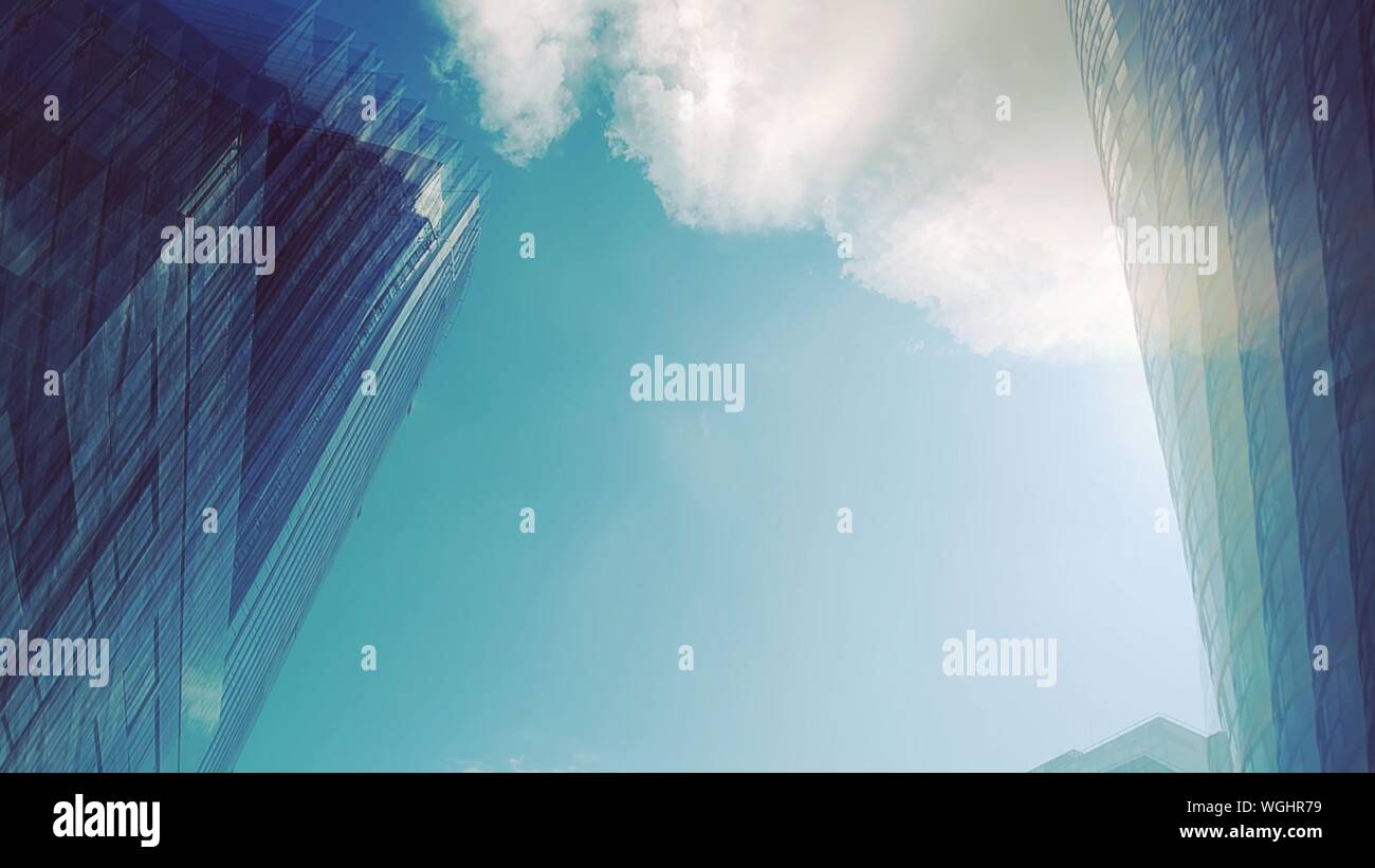 Bottom view modern buildings skyscrapers low angle camera Stock Photo ...