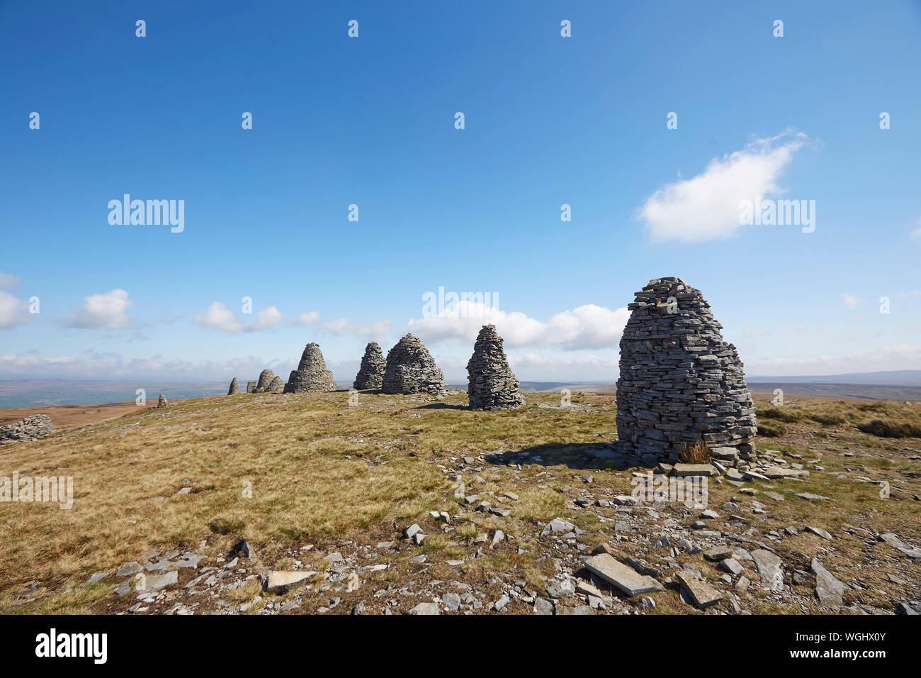 Nine Standards Rigg is the summit of Hartley Fell in the Pennine Hills ...