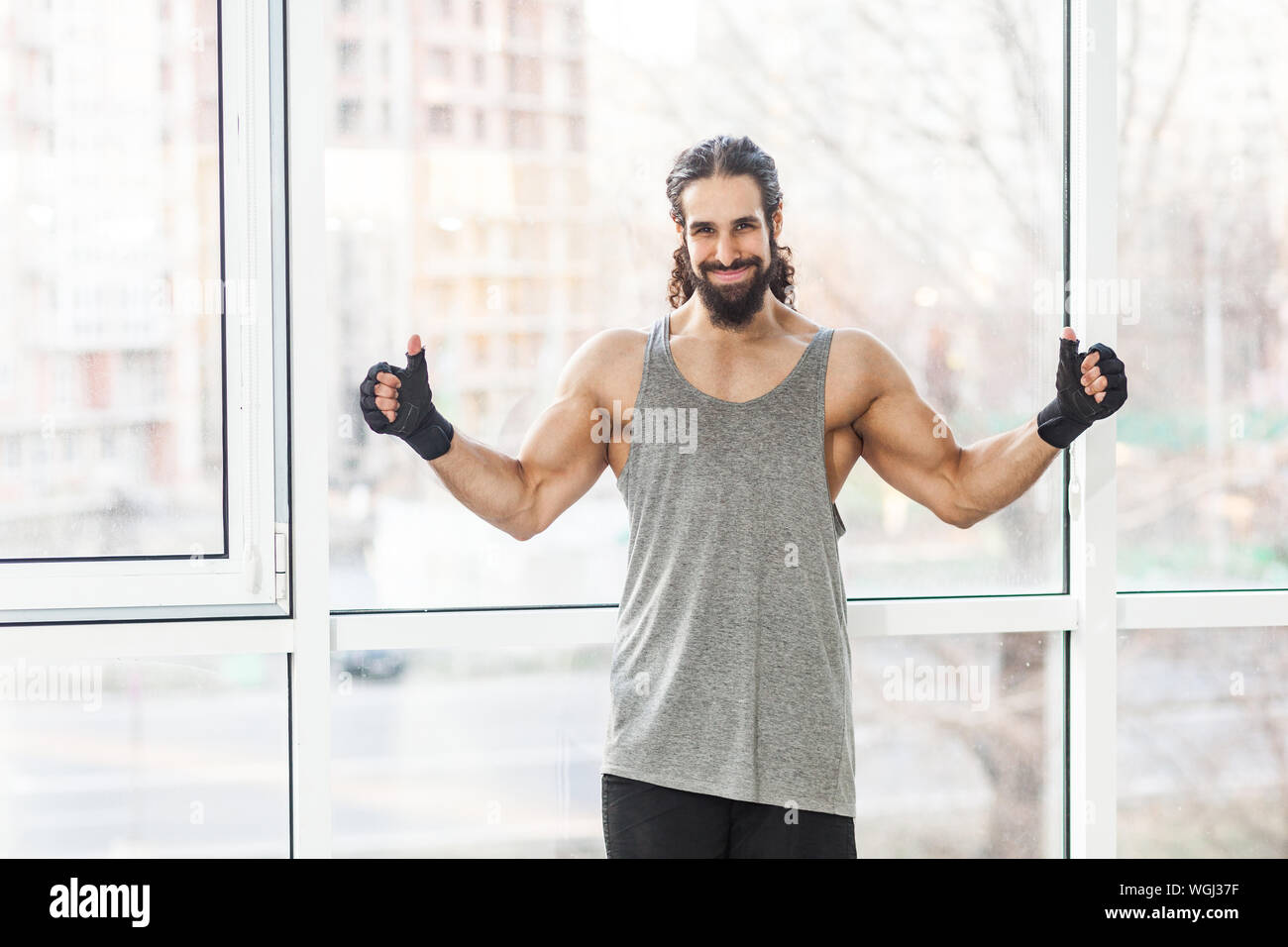 Muscular man hand up showing hi-res stock photography and images - Alamy