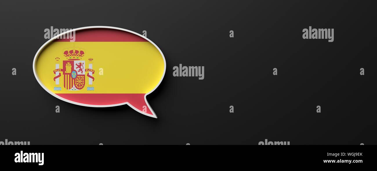 Ηablο español, speak spanish concept. Spain flag speech bubble against ...