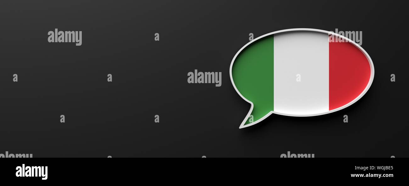 Parlare italiano, speak italian concept. Italy flag speech bubble ...