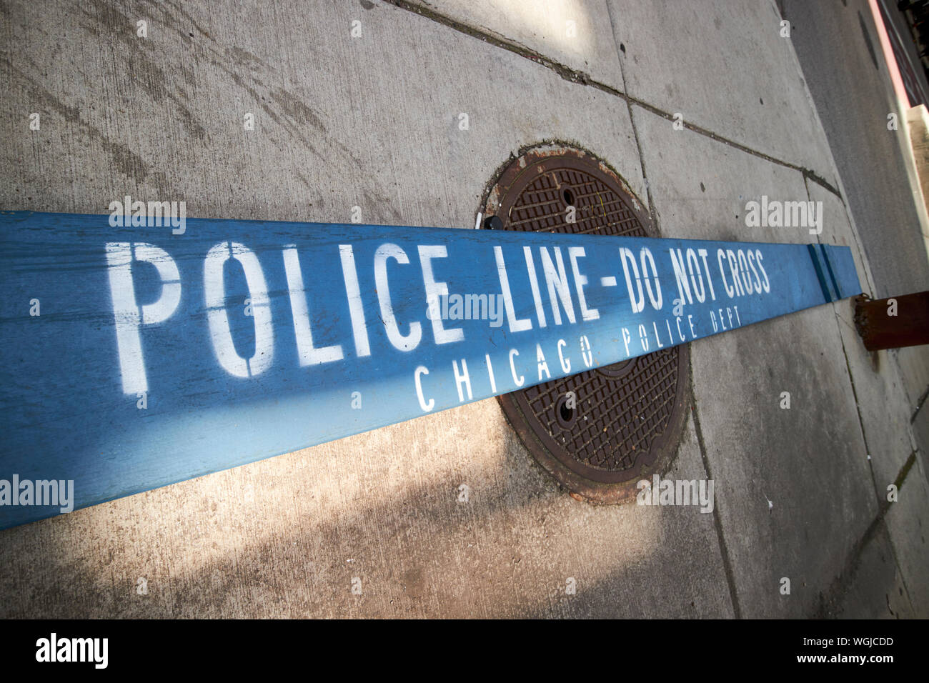 chicago police department police line do not cross wooden barrier ...