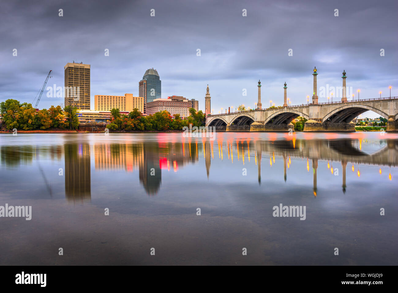 Springfield, Massachusetts, USA downtown skyline at dusk Stock Photo ...
