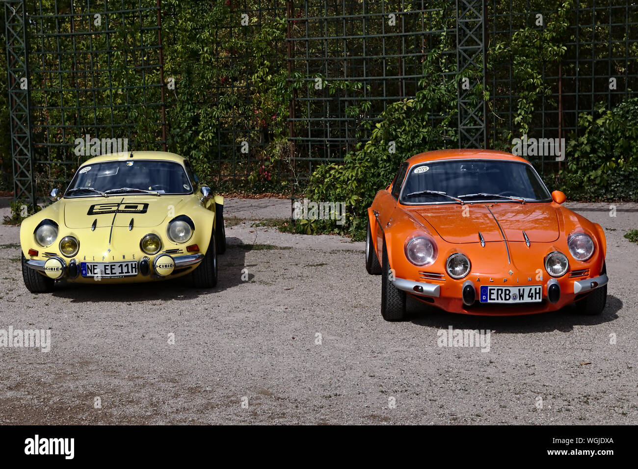 Alpine classic cars Stock Photo - Alamy