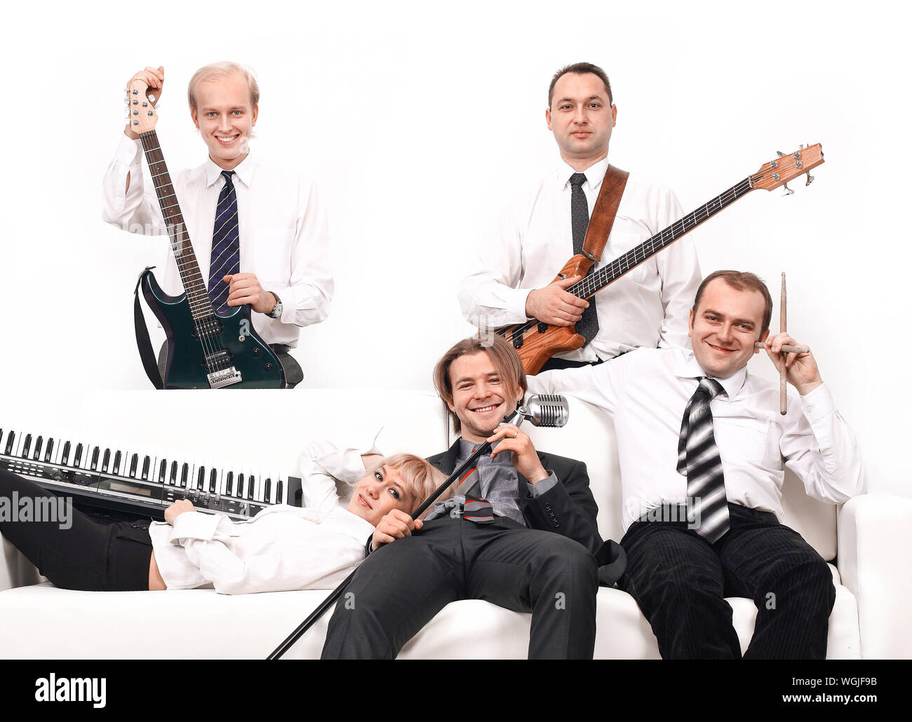 Band of musicians with instruments. isolated on white background.photo ...