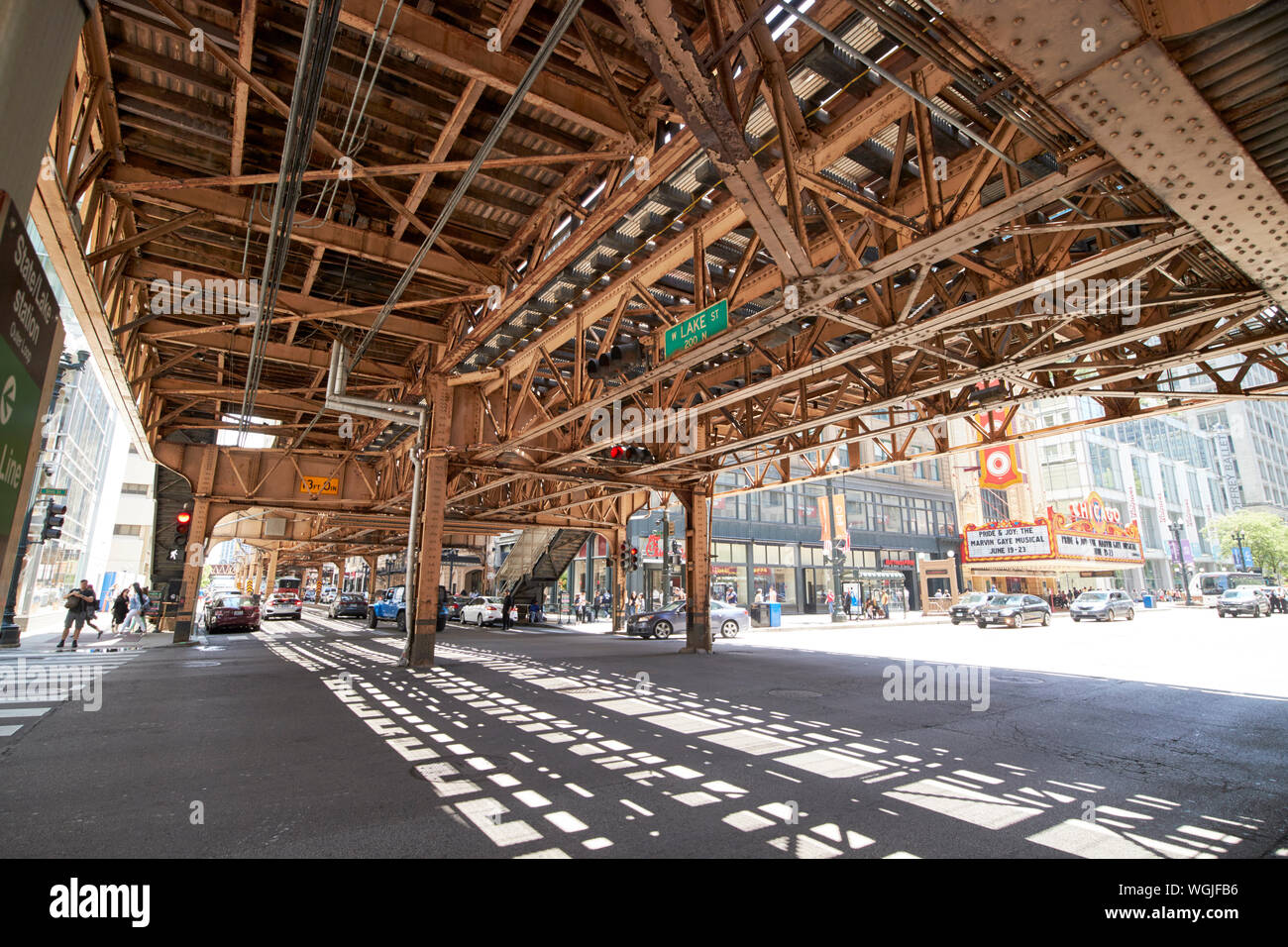 underneath state lake overhead L train loop line station at west lake ...