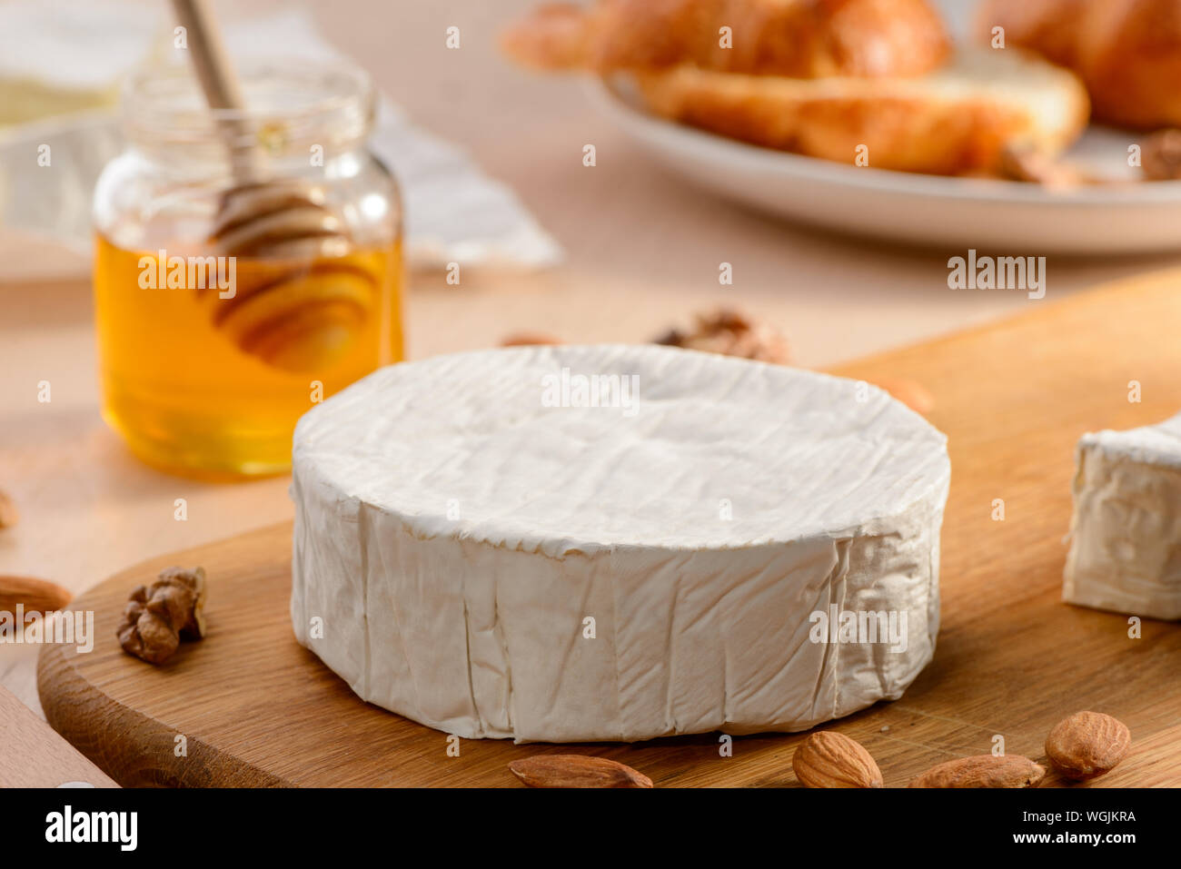 Whole Camembert cream cheese Stock Photo - Alamy