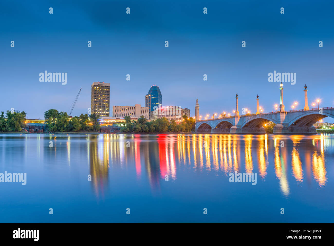 Springfield, Massachusetts, USA downtown skyline at dusk Stock Photo ...