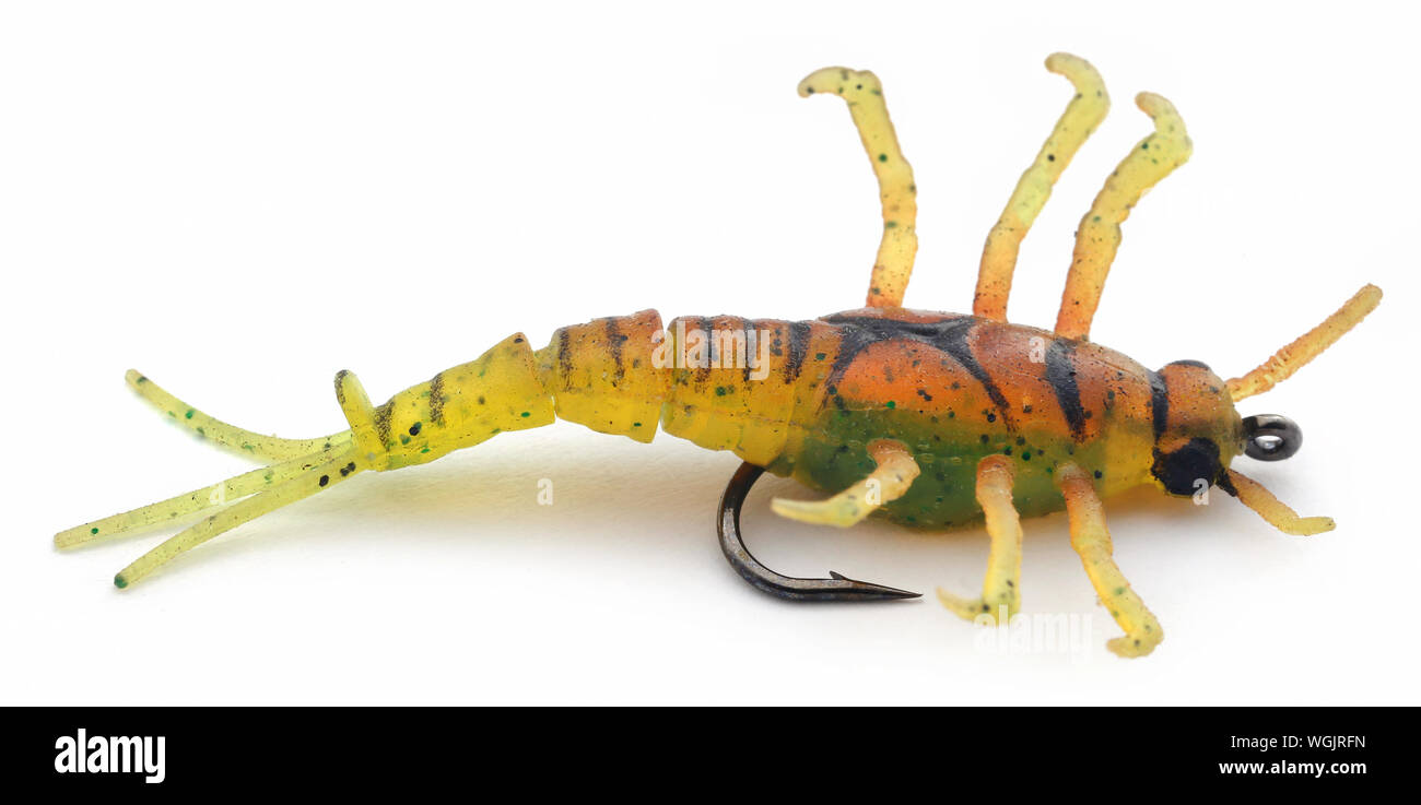 Insect fishing lure over white background Stock Photo - Alamy