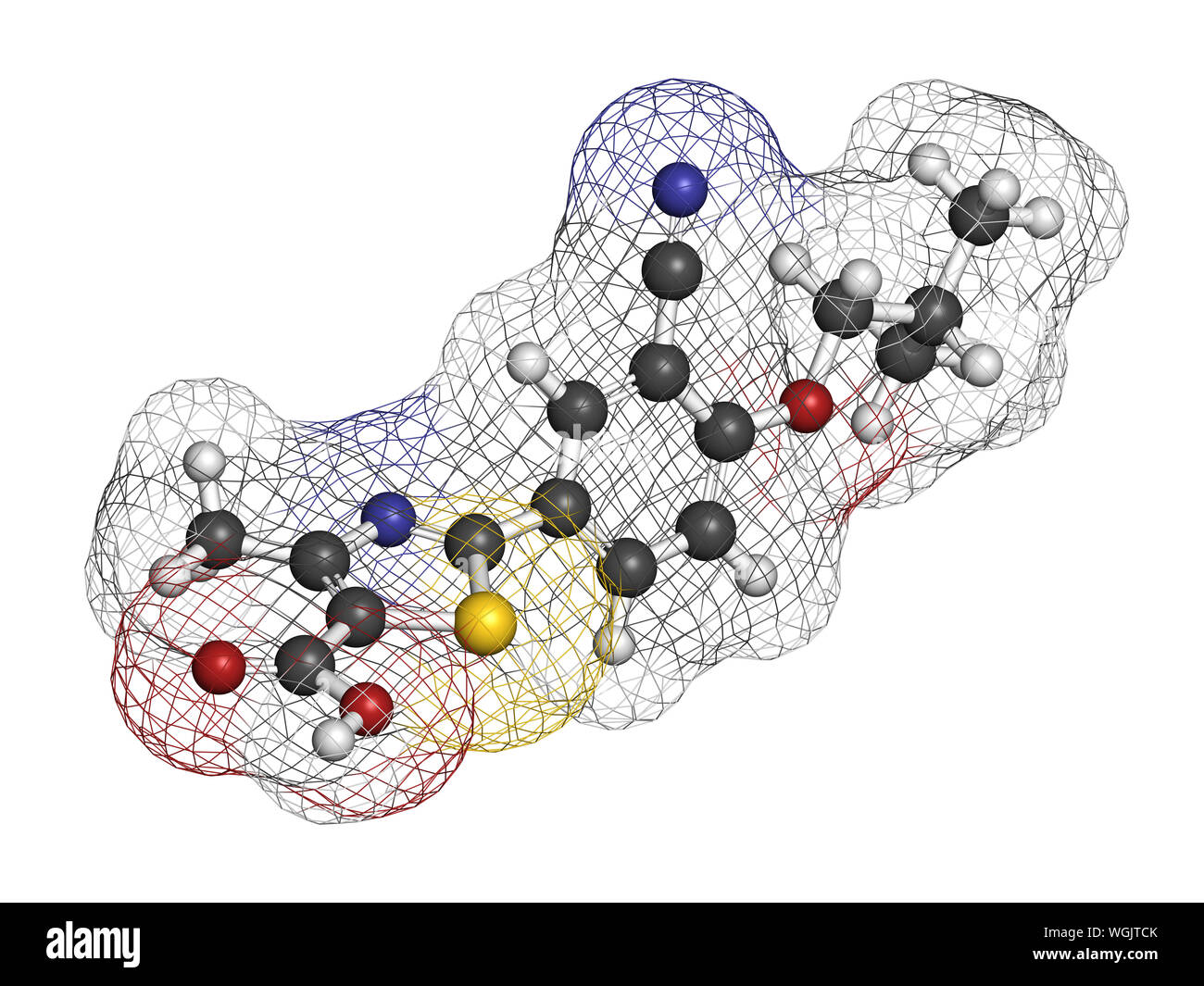 Febuxostat gout drug molecule (xanthine oxidase inhibitor). 3D ...