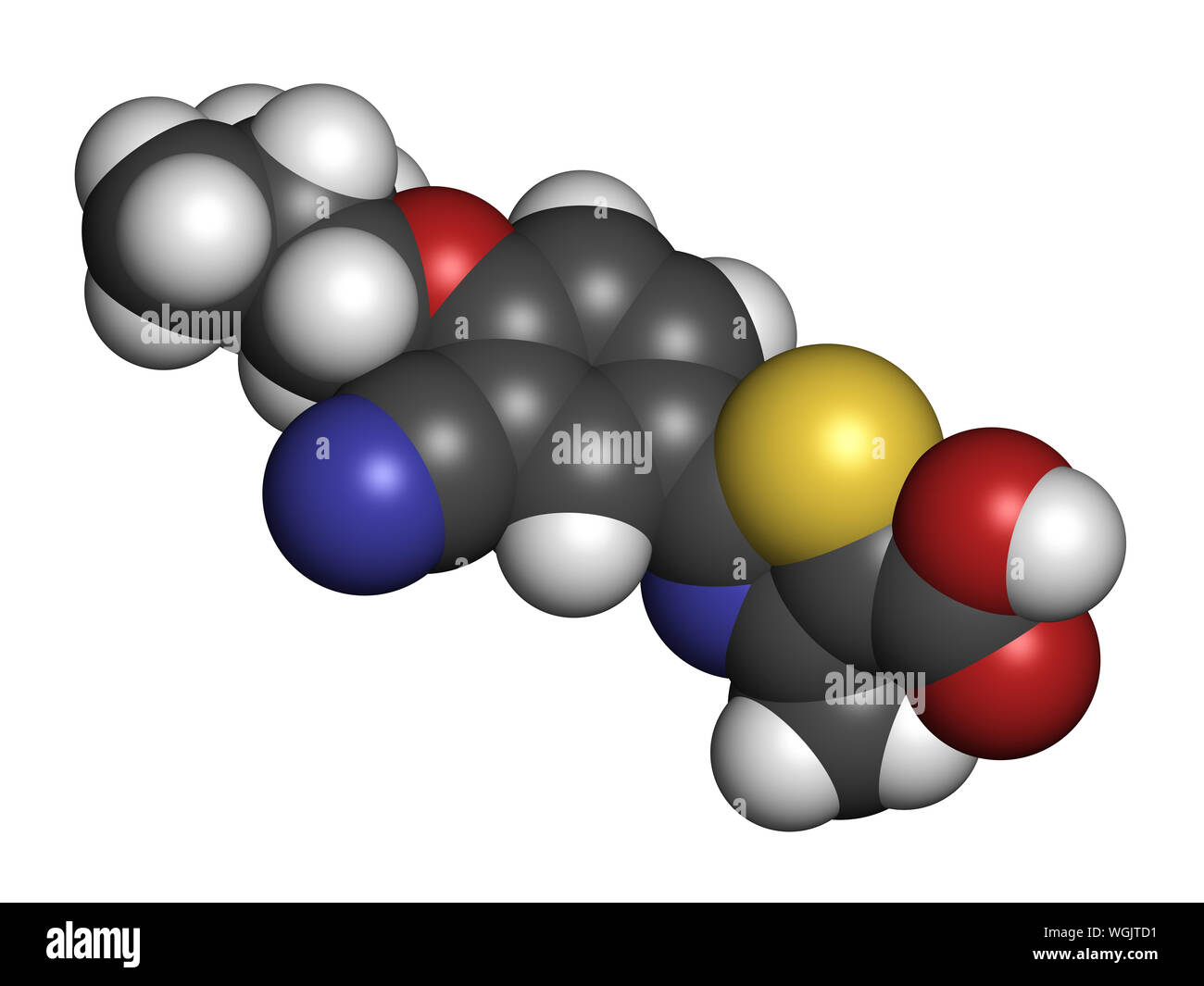 Febuxostat gout drug molecule (xanthine oxidase inhibitor). 3D ...
