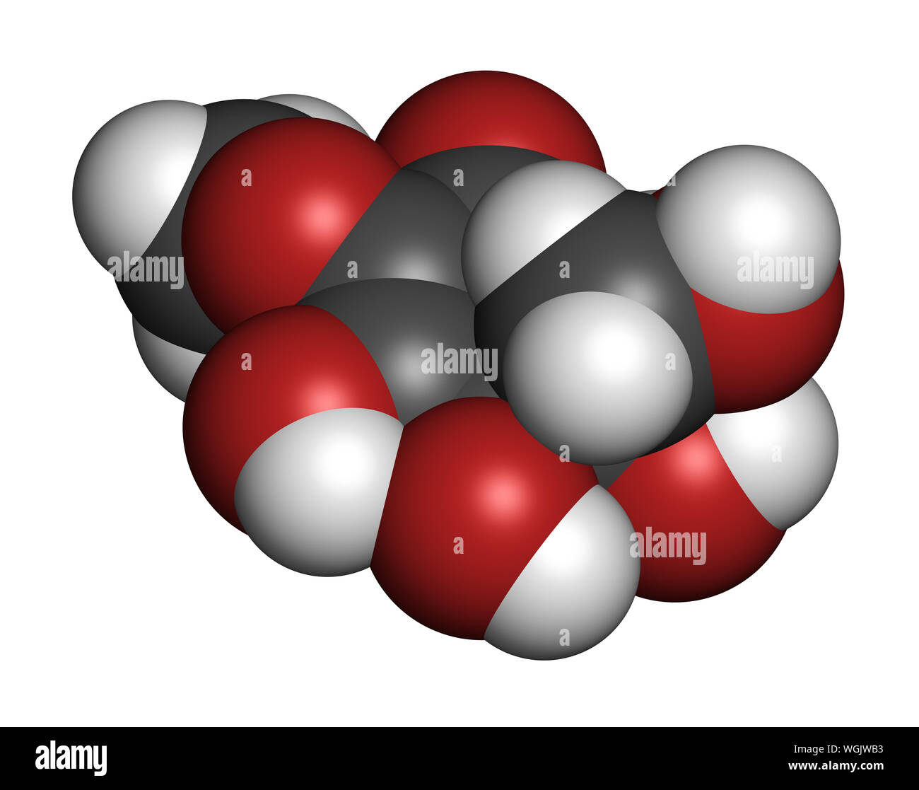 Gadusol fish sunscreen molecule. 3D rendering. Atoms are represented as ...