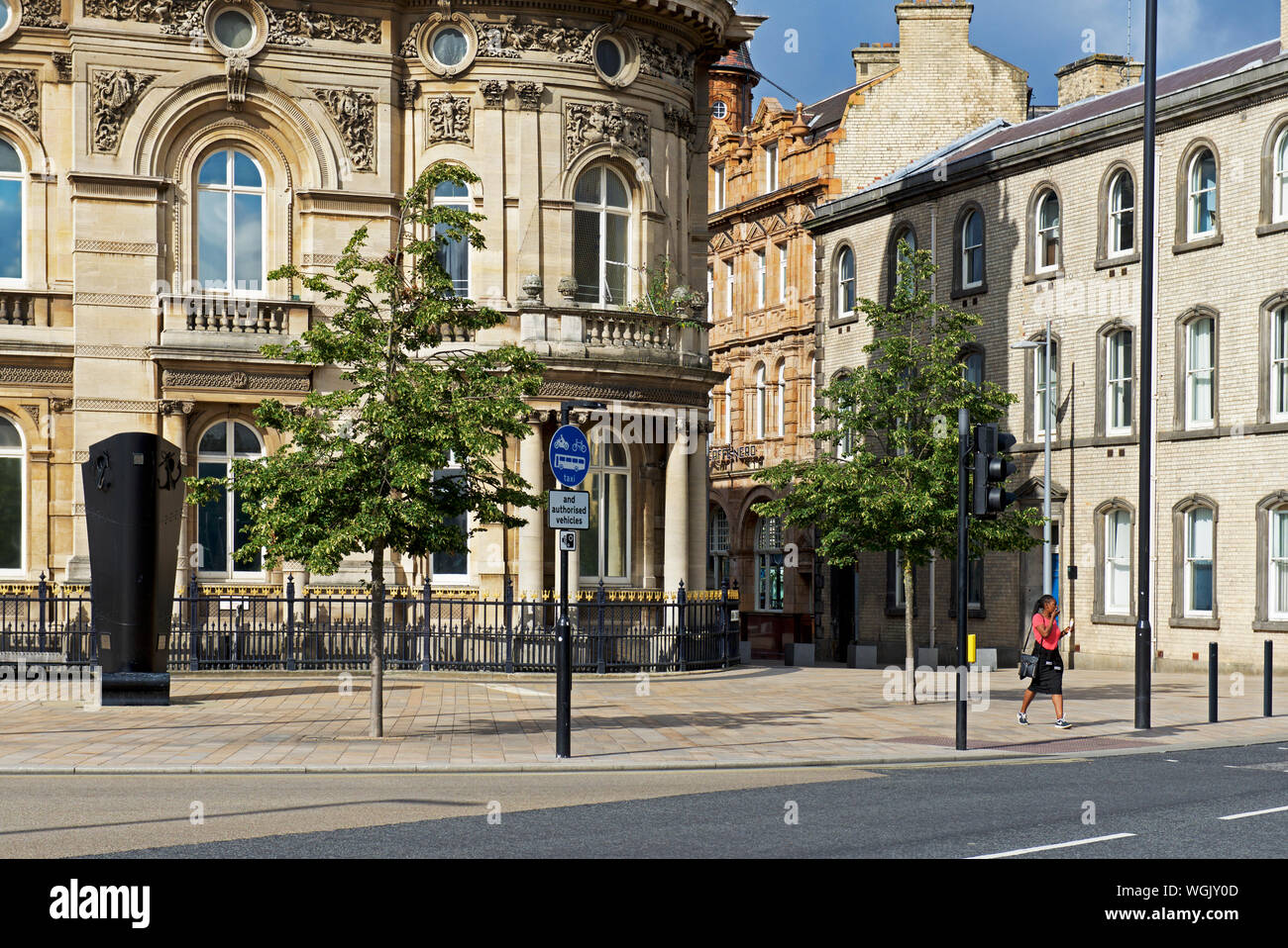 Woman on Queens Dock Avenue, in the centre of Hull, East Yorkshire ...