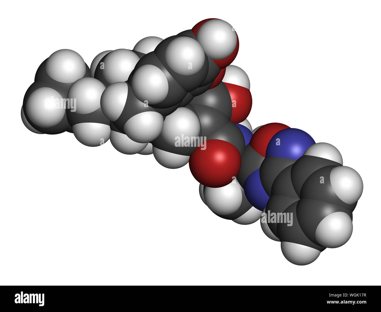 Naldemedine drug molecule. 3D rendering. Atoms are represented as ...