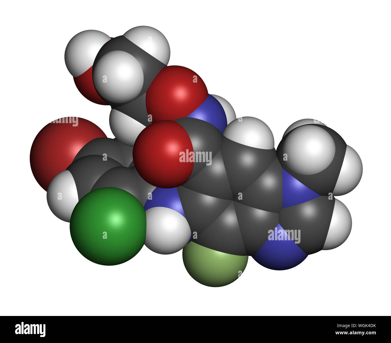 Selumetinib cancer drug molecule (MEK1 and MEK2 inhibitor). 3D ...
