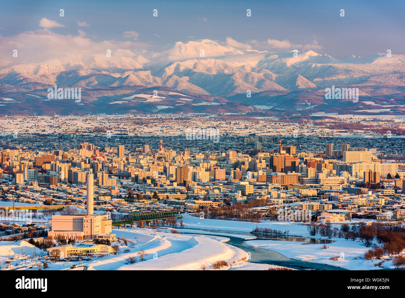 Asahikawa, Japan winter cityscape in Hokkaido Stock Photo - Alamy