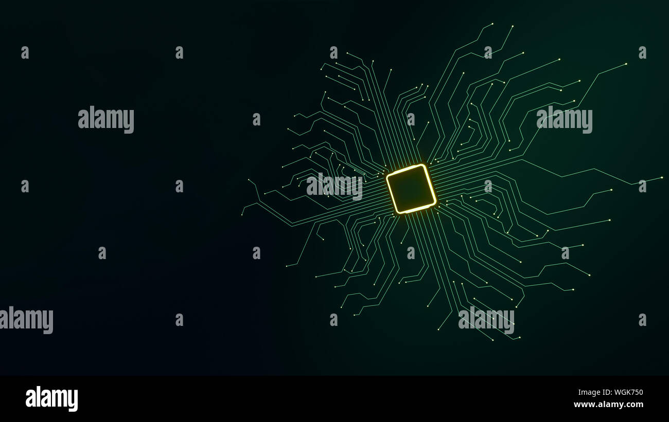 CPU Circuit Board Green - 3D Illustration Stock Photo - Alamy