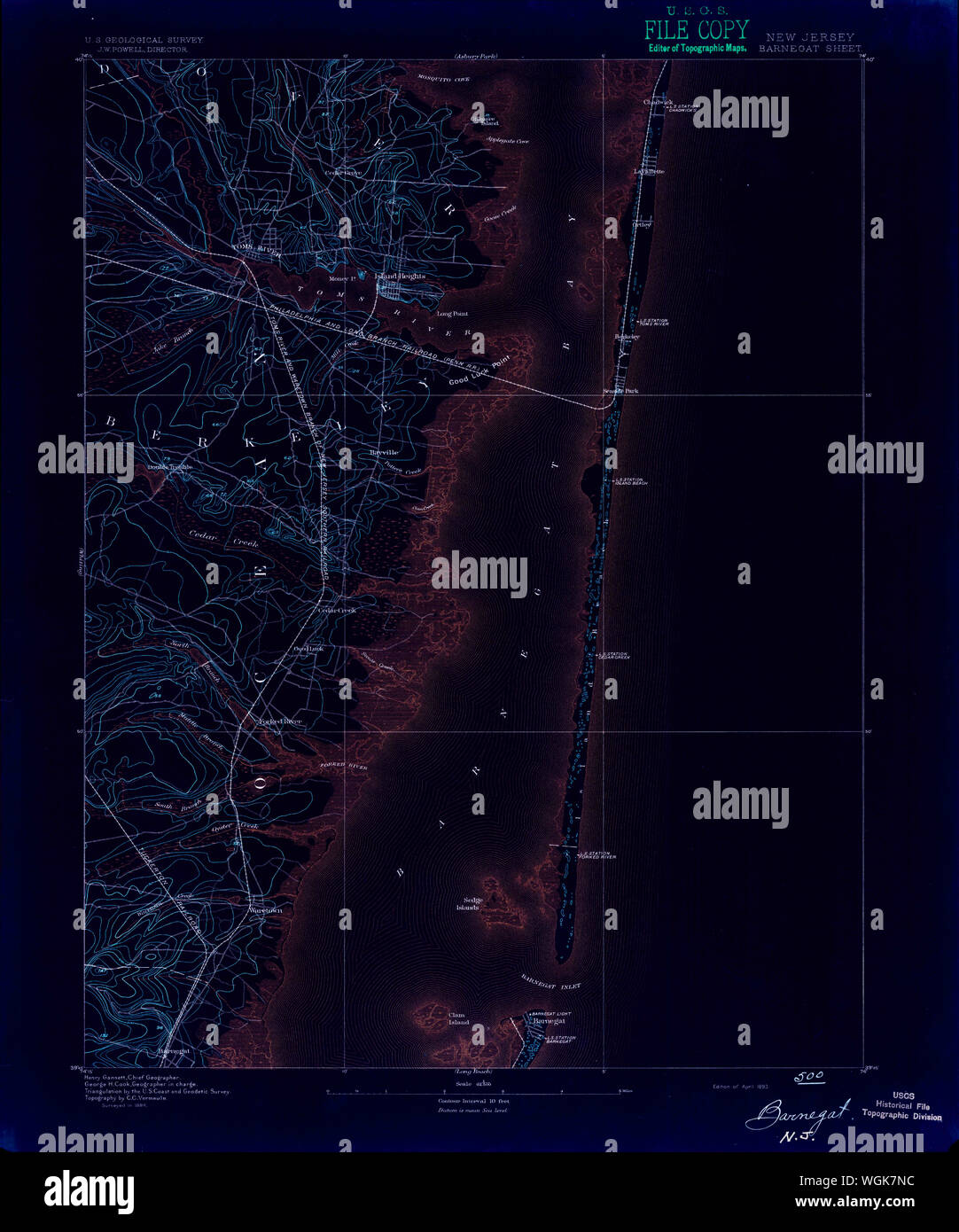 USGS TOPO Map New Jersey NJ Barnegat 255107 1893 62500 Inverted ...