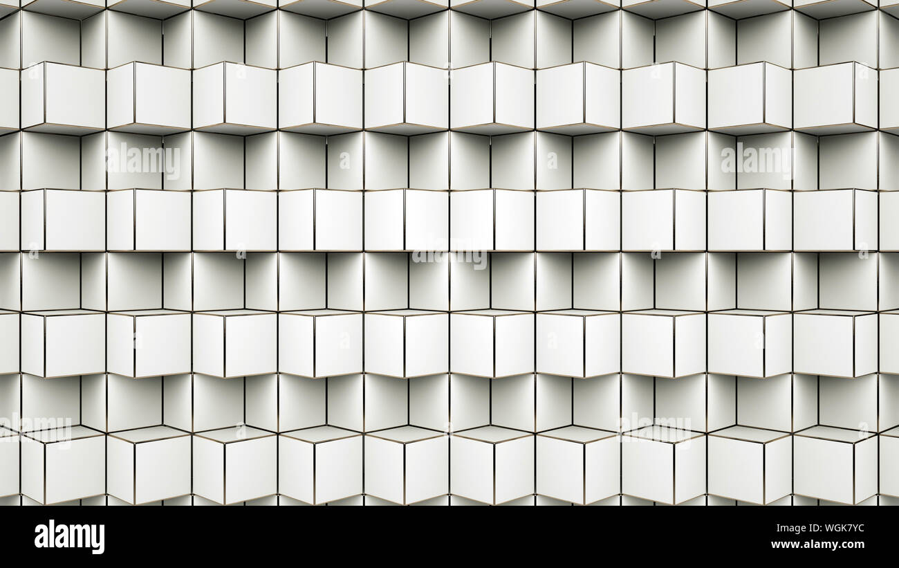 White Abstract Square Reflective Pattern Background - 3D Illustration ...