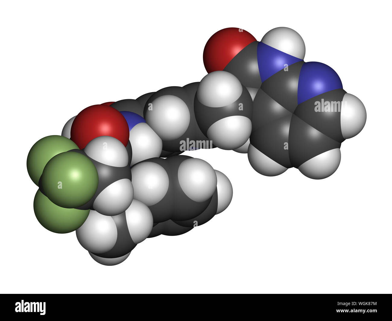 Ubrogepant migraine drug molecule (CGRP receptor antagonist). 3D ...