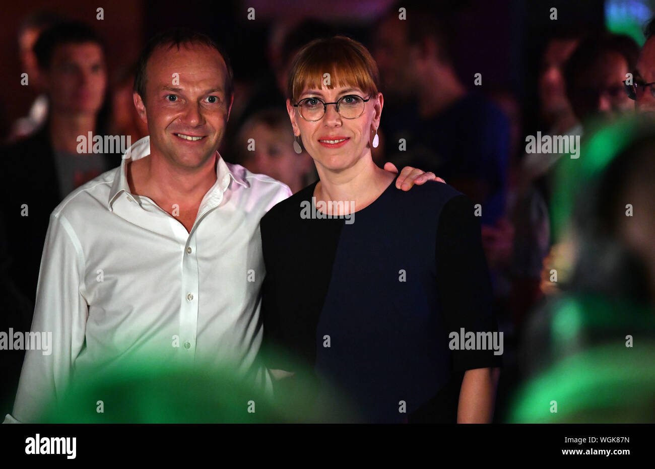 Dresden, Germany. 01st Sep, 2019. Katja Meier and Wolfram Günther, top ...
