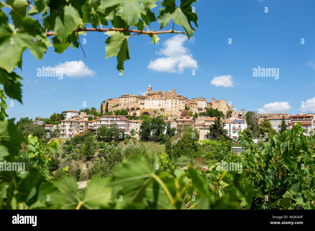 View on the church and houses of the historic Italian village of ...