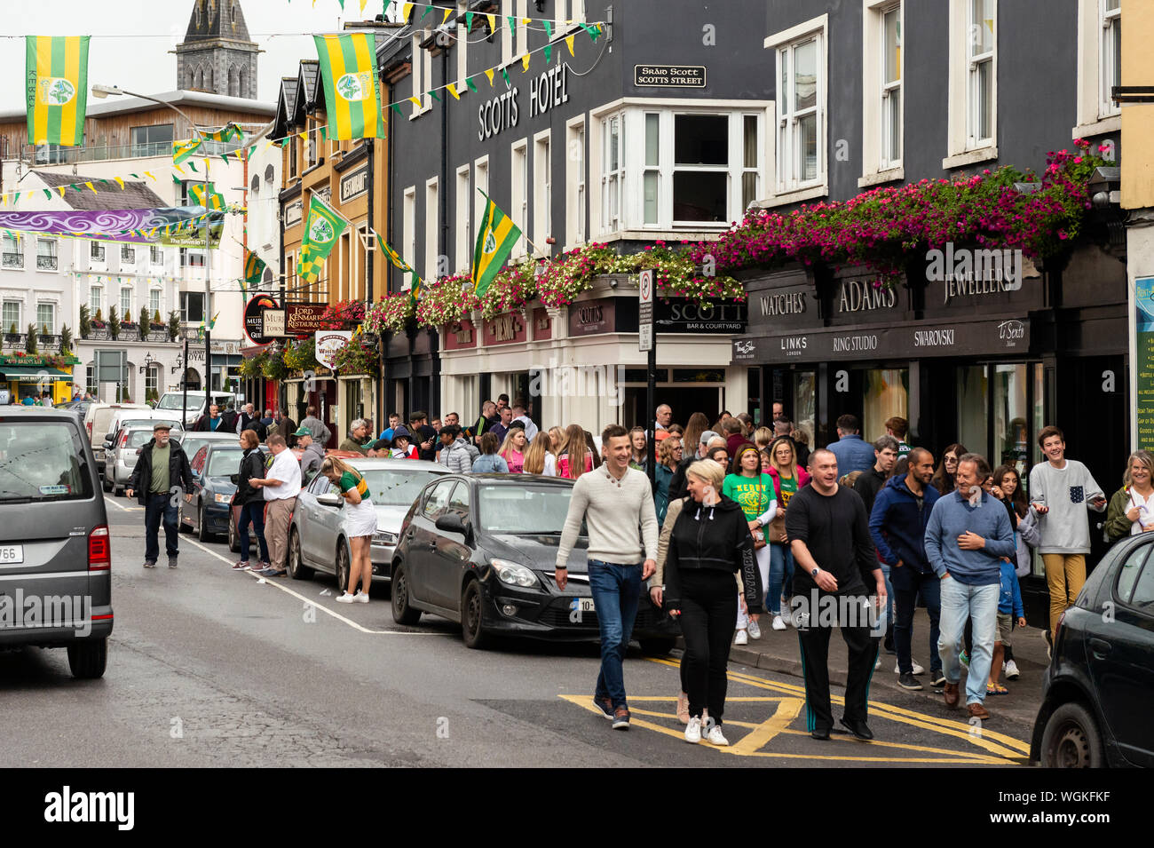 Killarney match day and crowd of people in College street Killarney ...