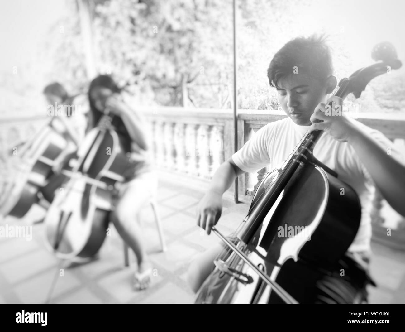 Child playing music Black and White Stock Photos & Images - Alamy