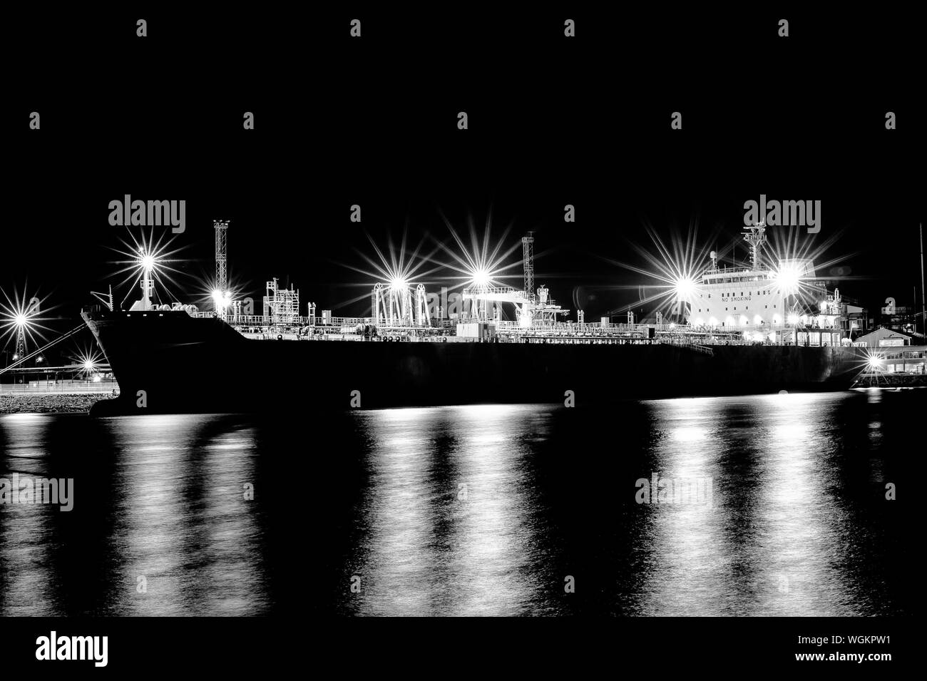 Container ship container ship night Black and White Stock Photos ...