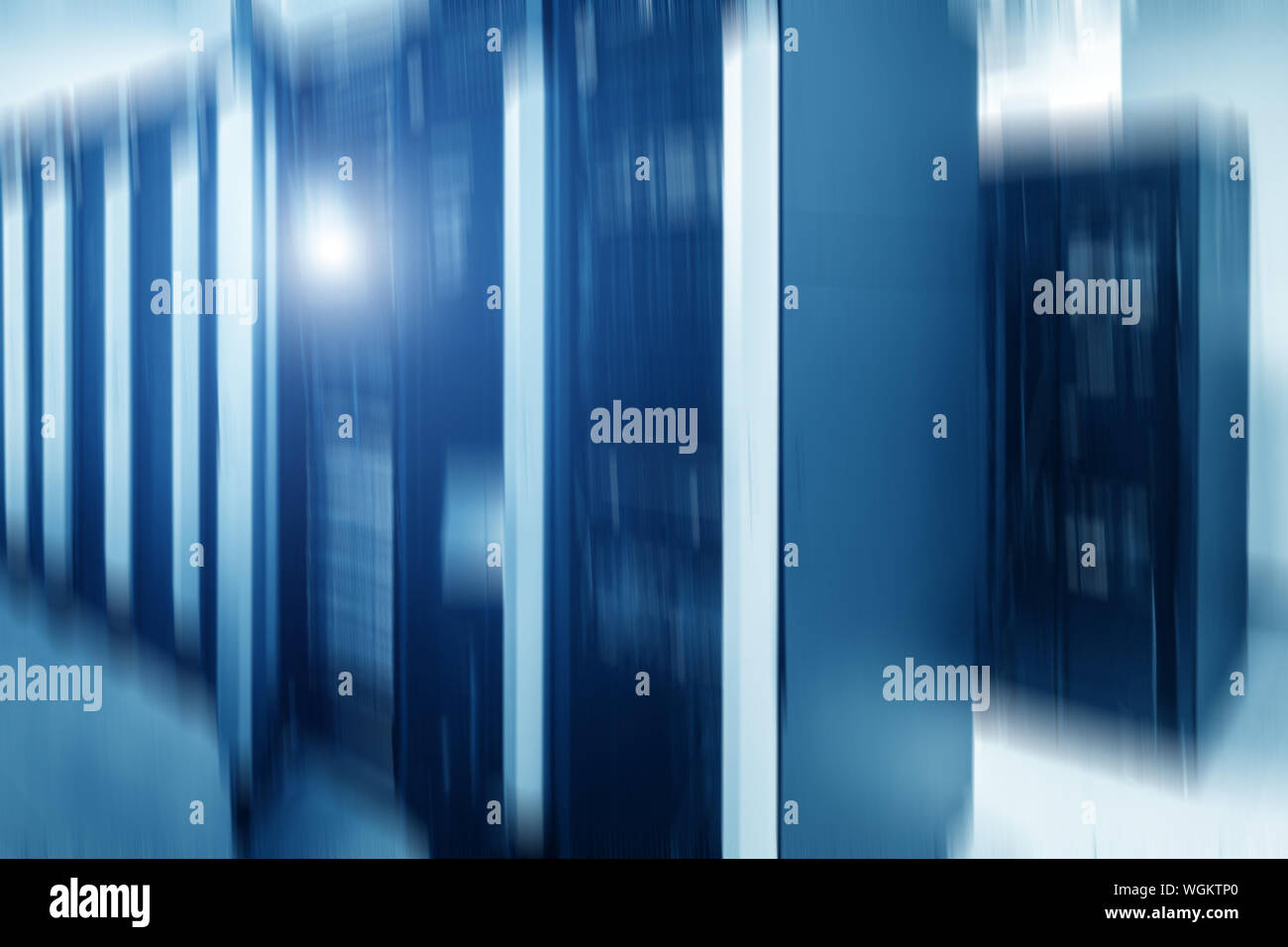 Abstract Modern Blue Datacenter. Blurred server room Stock Photo - Alamy