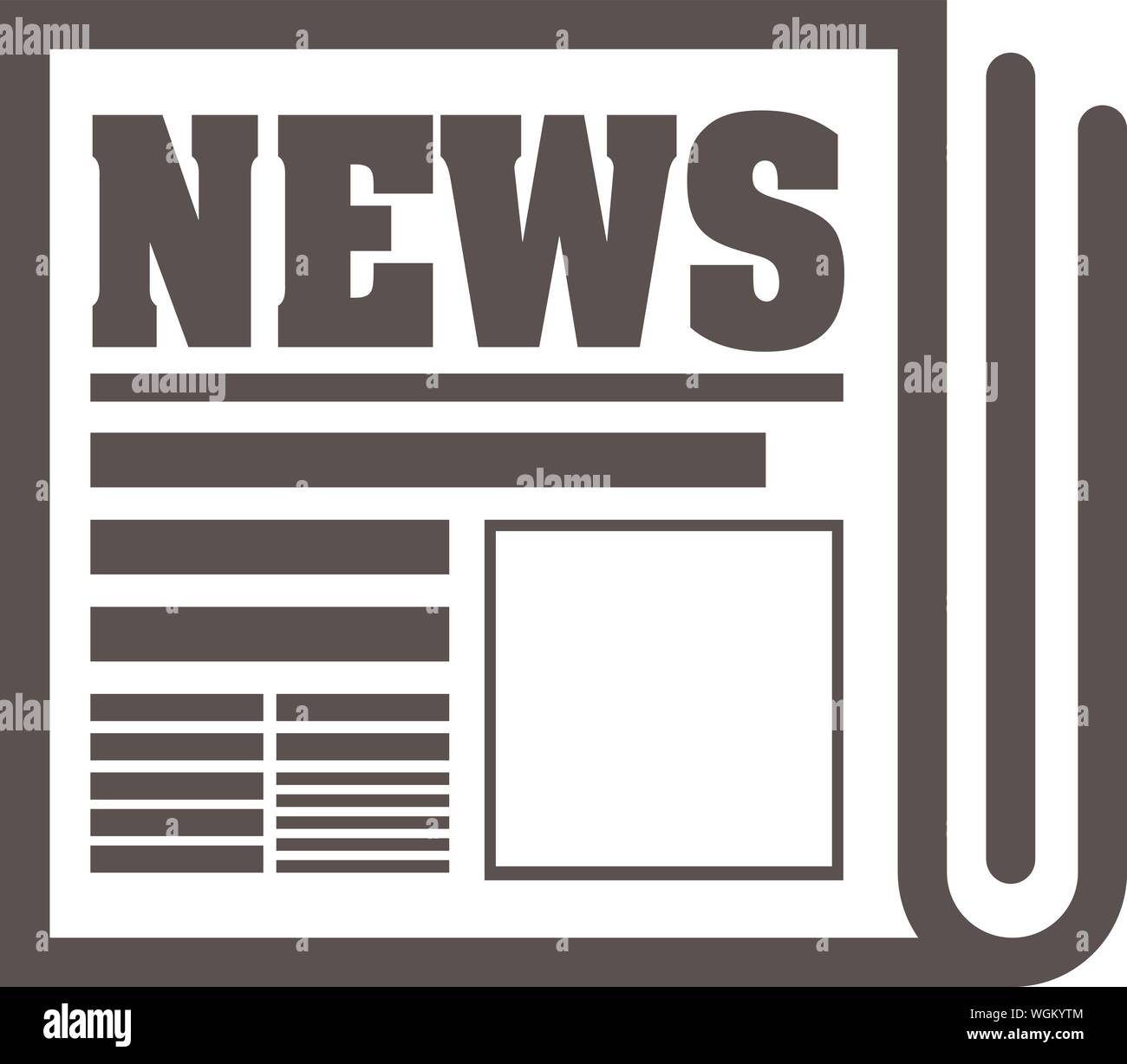 flat black and white newspaper symbol or icon vector illustration Stock ...