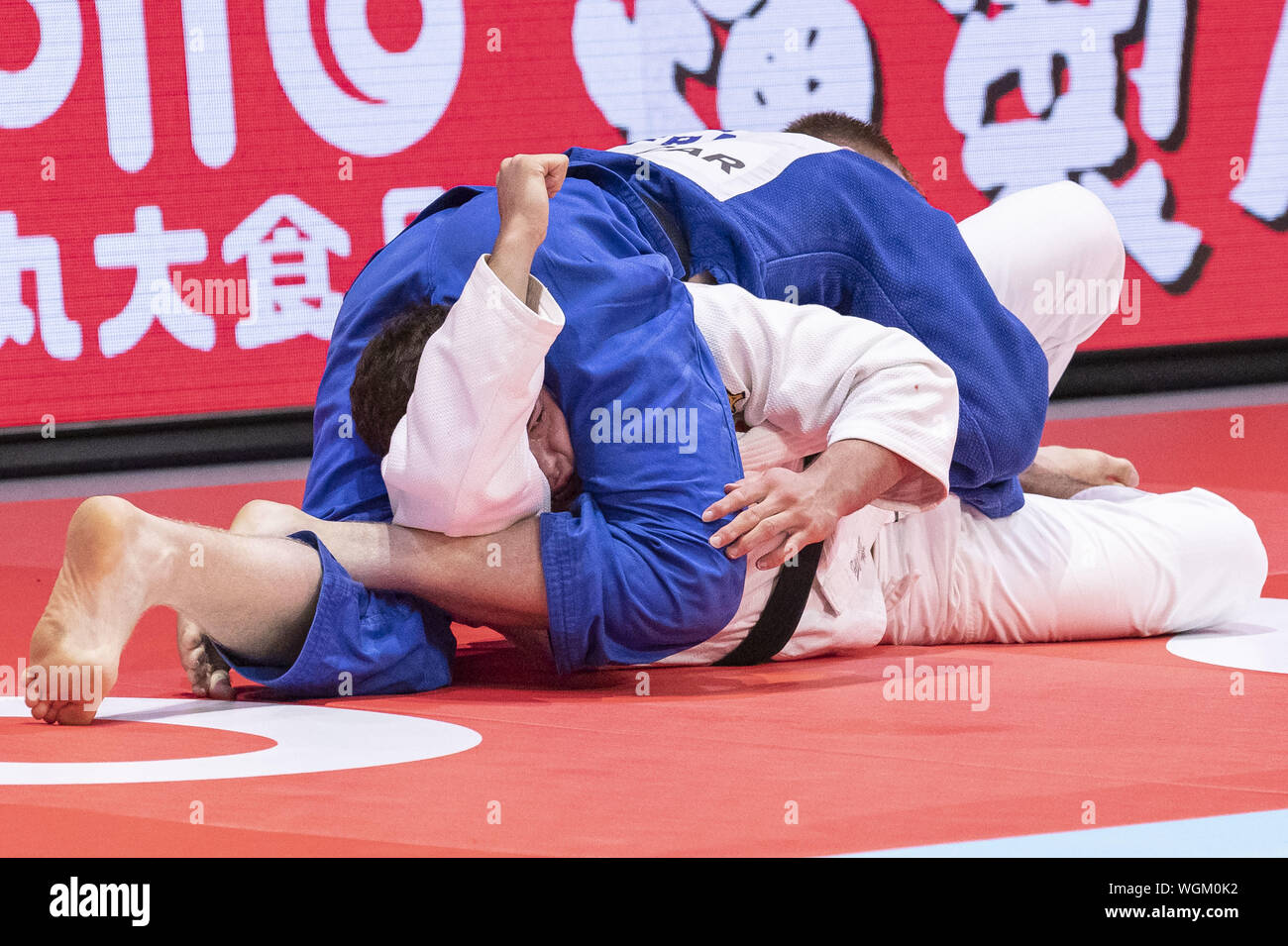 Tokyo, Japan. 1st Sep, 2019. Axel Clerget of France competes against ...