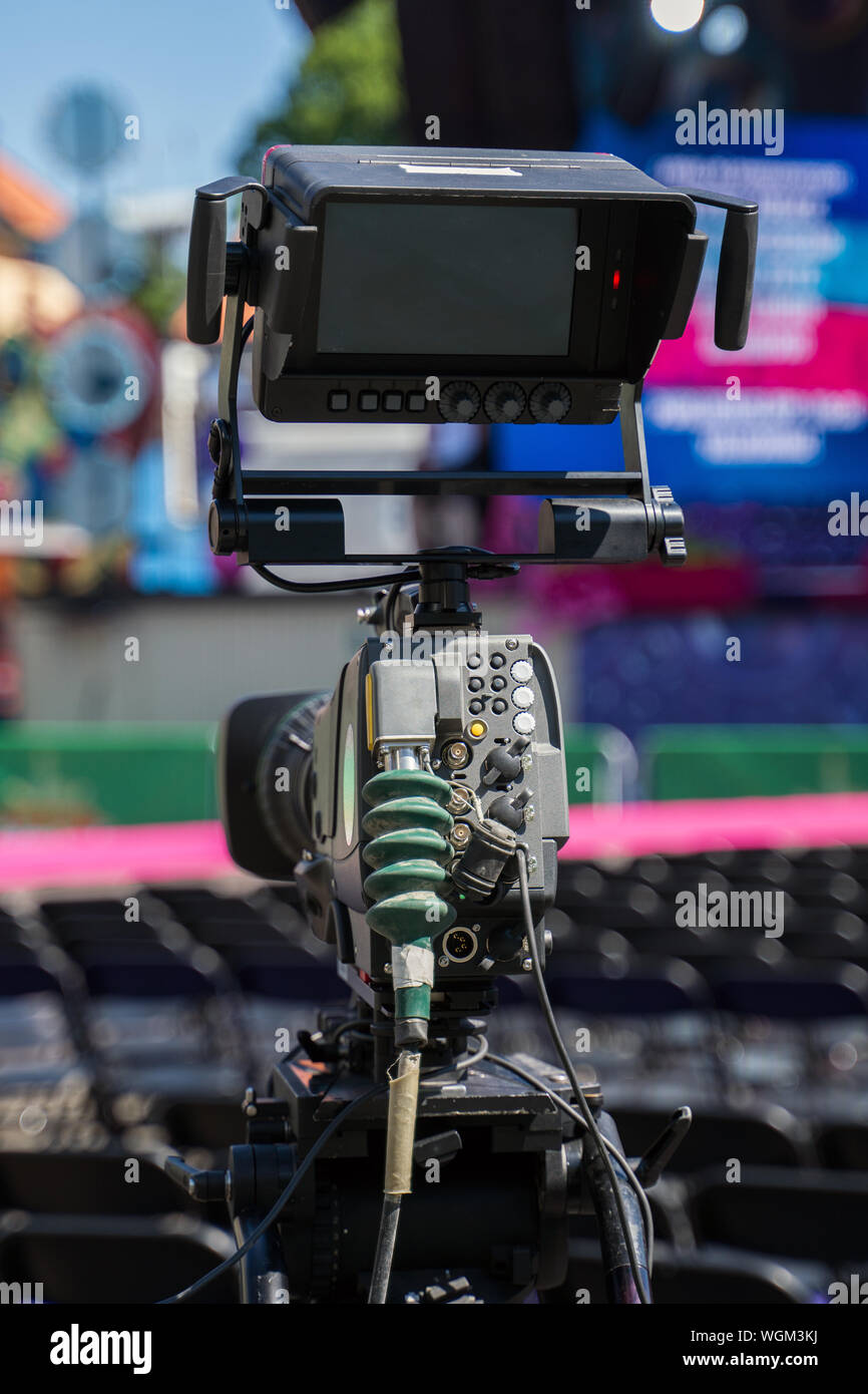 Professional video camera is ready to shoot the concert Stock Photo - Alamy