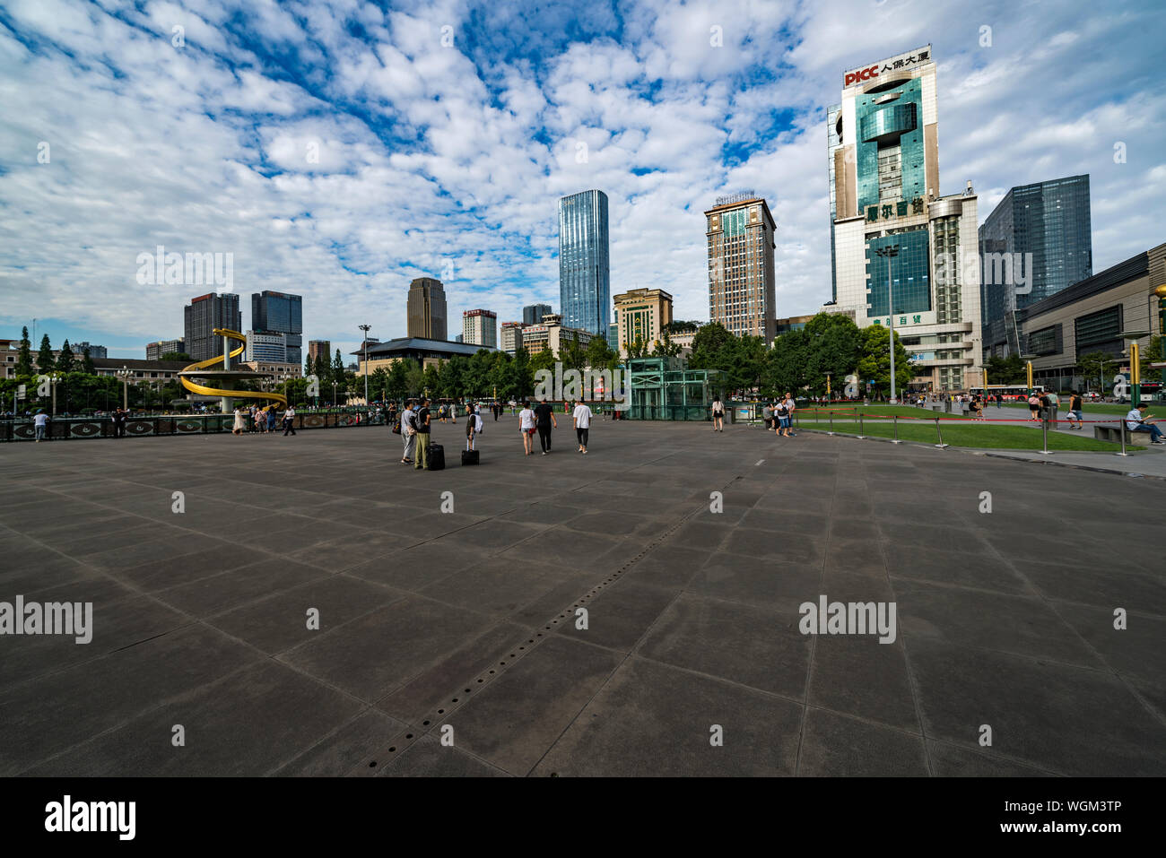 Tianfu Square, the symbol of Chengdu, is located in the city center ...