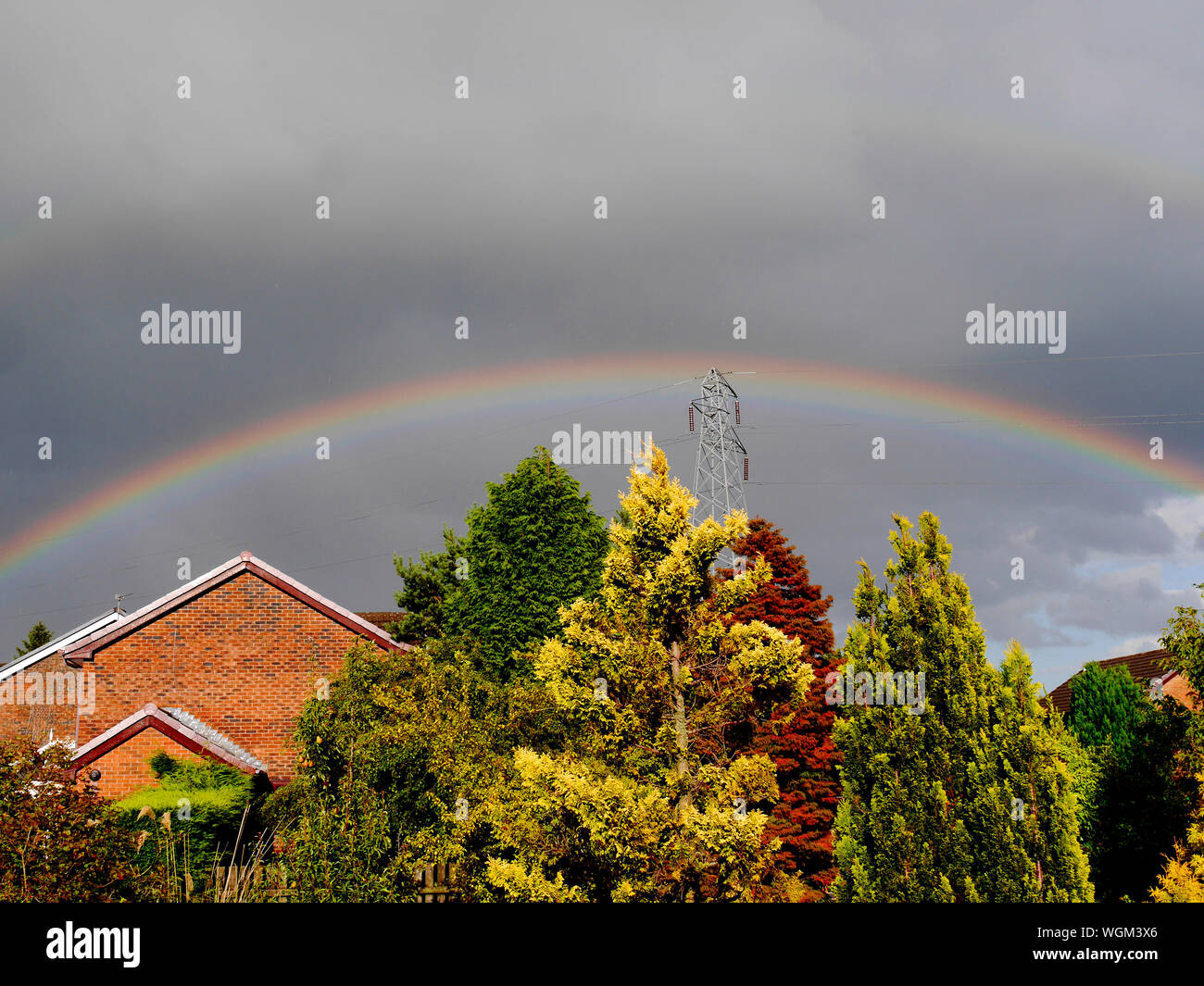 Double rainbow over Burnley in the north of England Stock Photo - Alamy