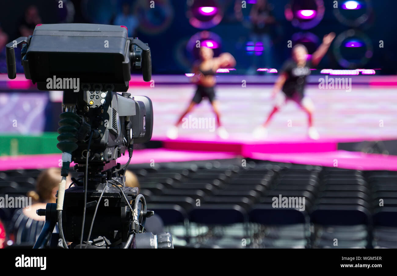 Professional video camera is filming live performance Stock Photo - Alamy