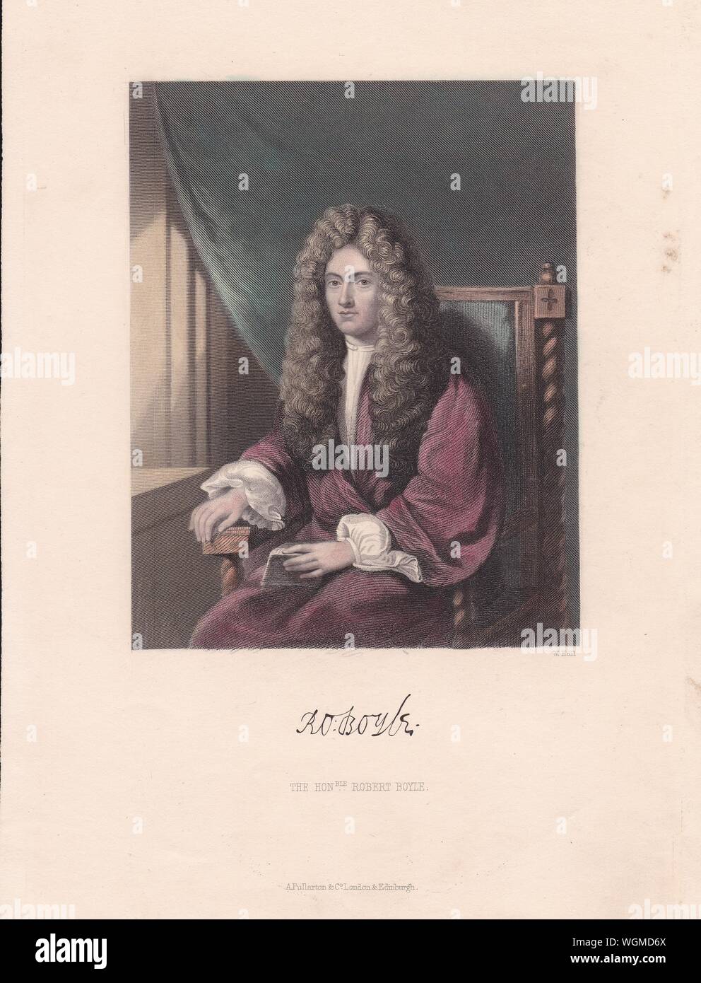 Book plate / print of 'The Honourable Robert Boyle'. Anglo-Irish ...