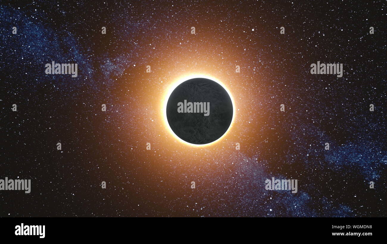 Full solar eclipse. The Moon approach and cover the visible Sun with ...