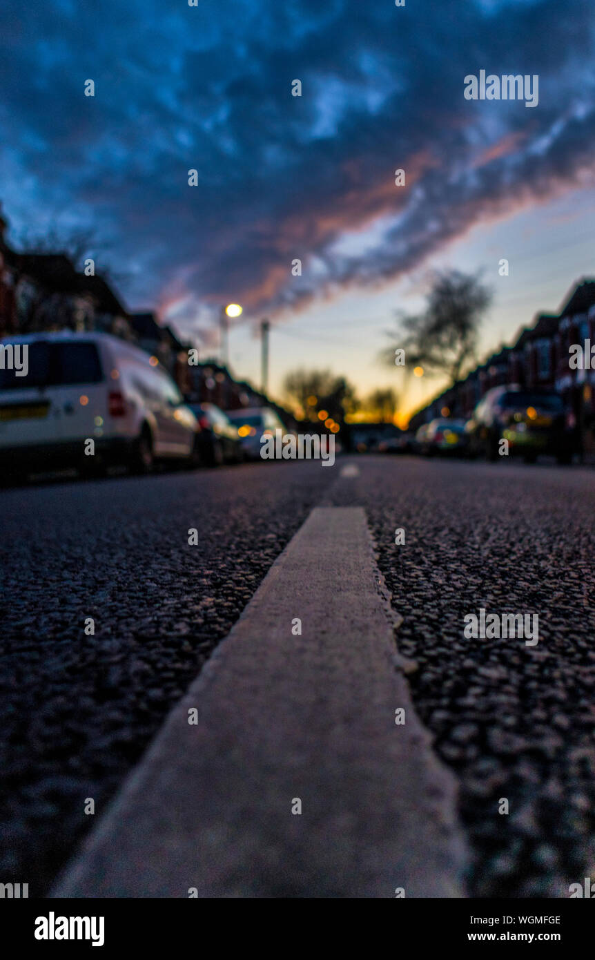 sunset street of london Stock Photo - Alamy