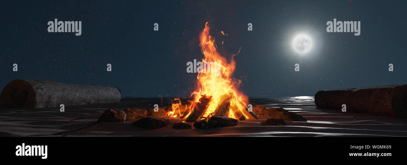 Campfire full moon hi-res stock photography and images - Alamy