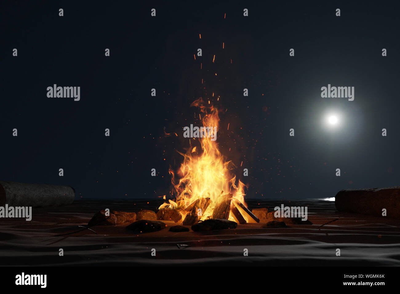 Campfire full moon hi-res stock photography and images - Alamy