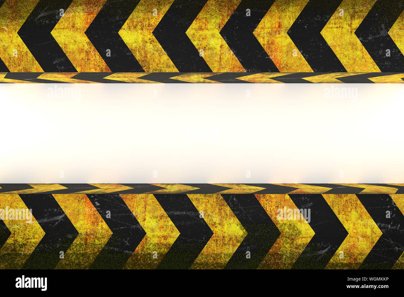 3d rendering of warning hazard grunge pattern in yellow and black color ...