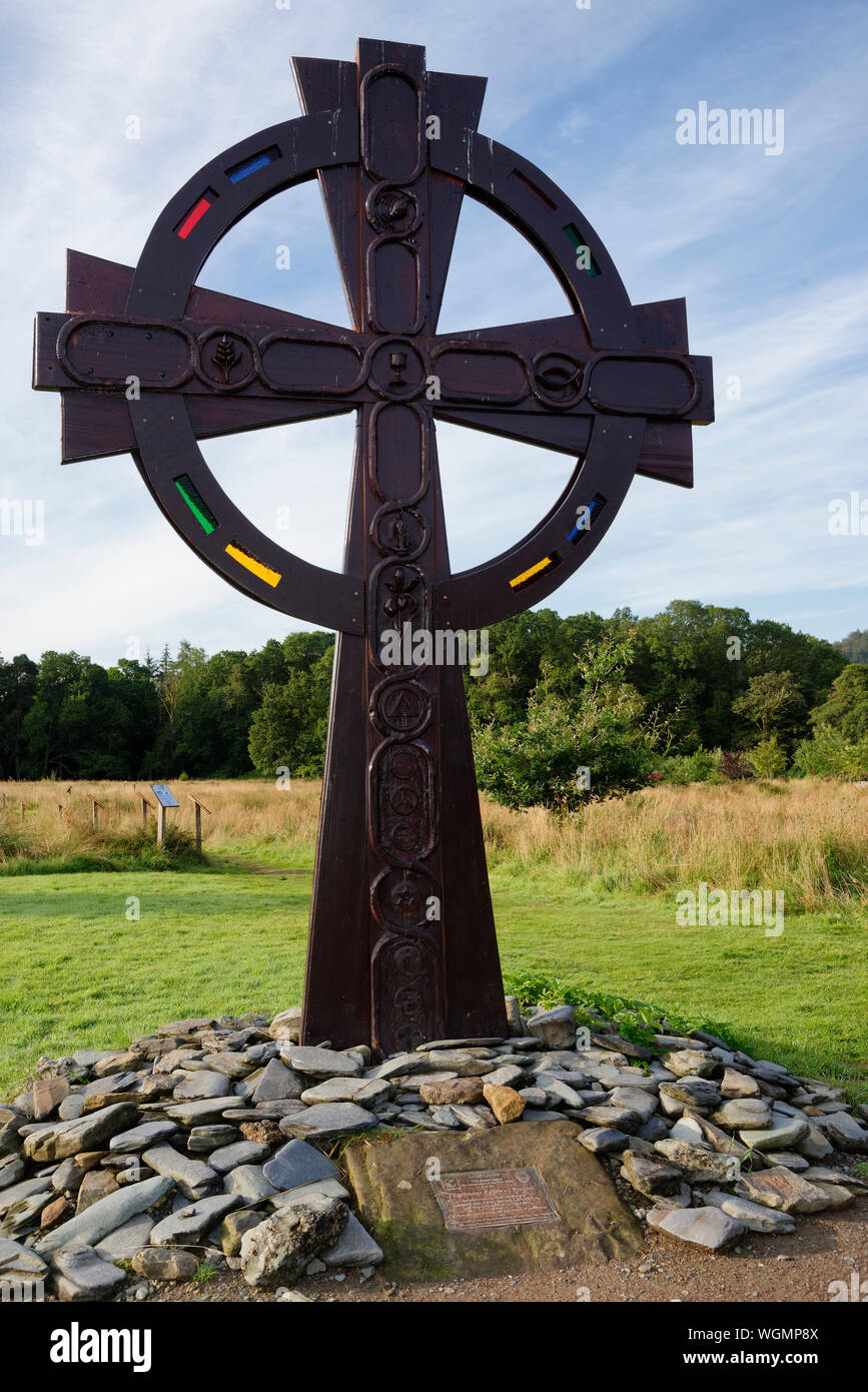 St Kessog Celtic Cross, Luss Glebe, Loch Lomond, Argyll, Scotland, UK ...