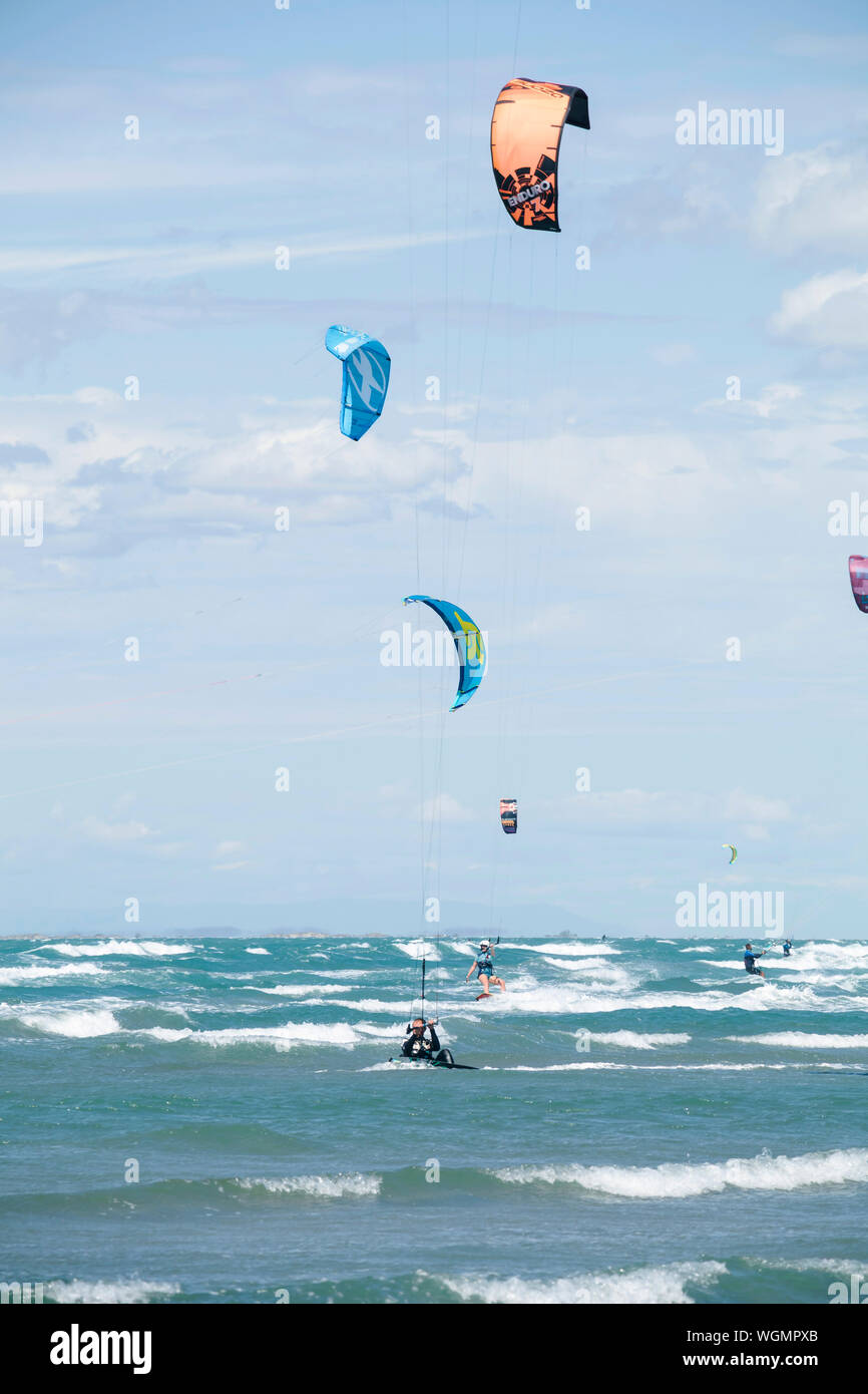 Beach Beauduc, Arles, France - August, 2019 : Tourists and locals rest ...