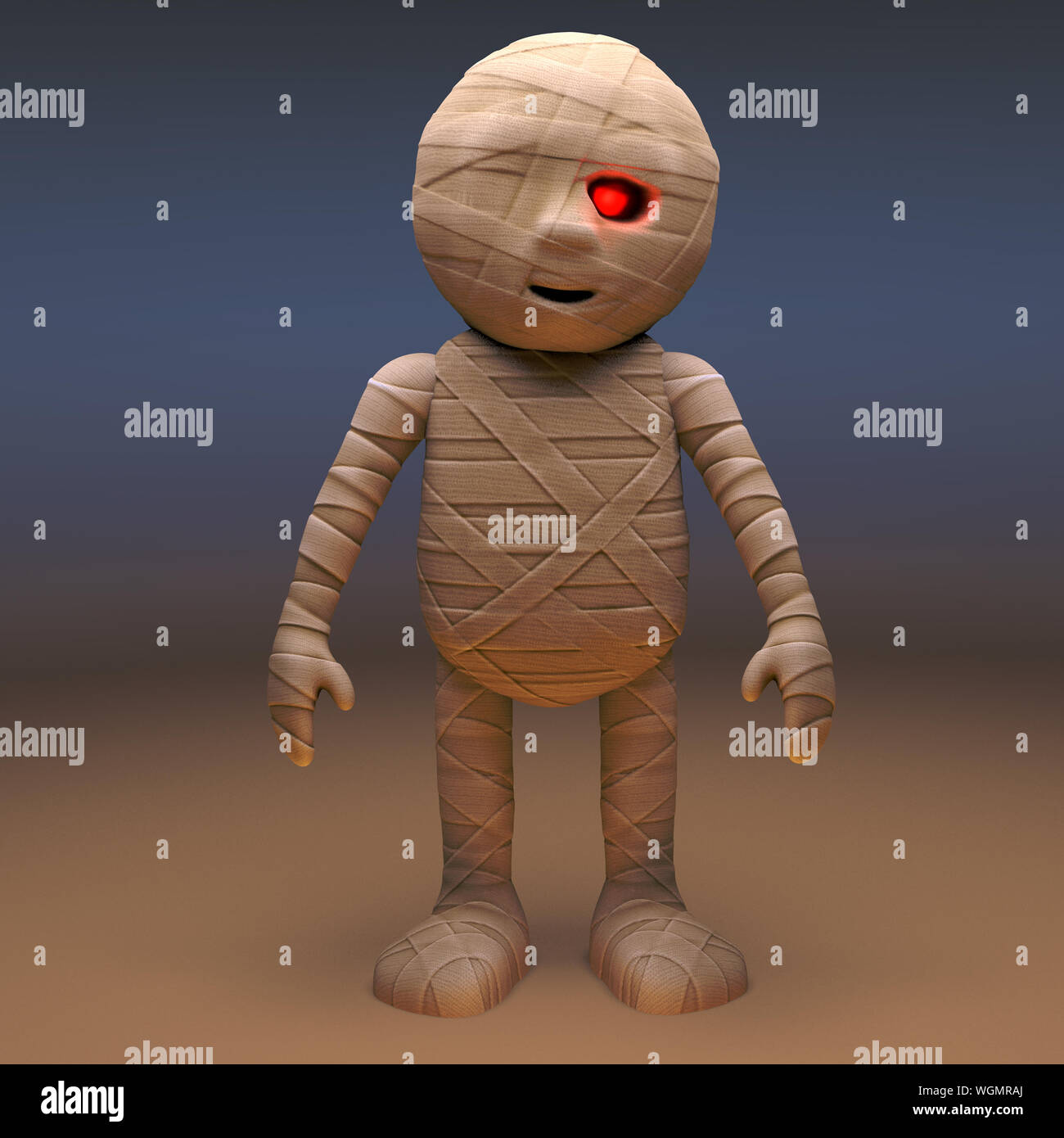 Undead Egyptian mummy monster stands still, 3d illustration render ...