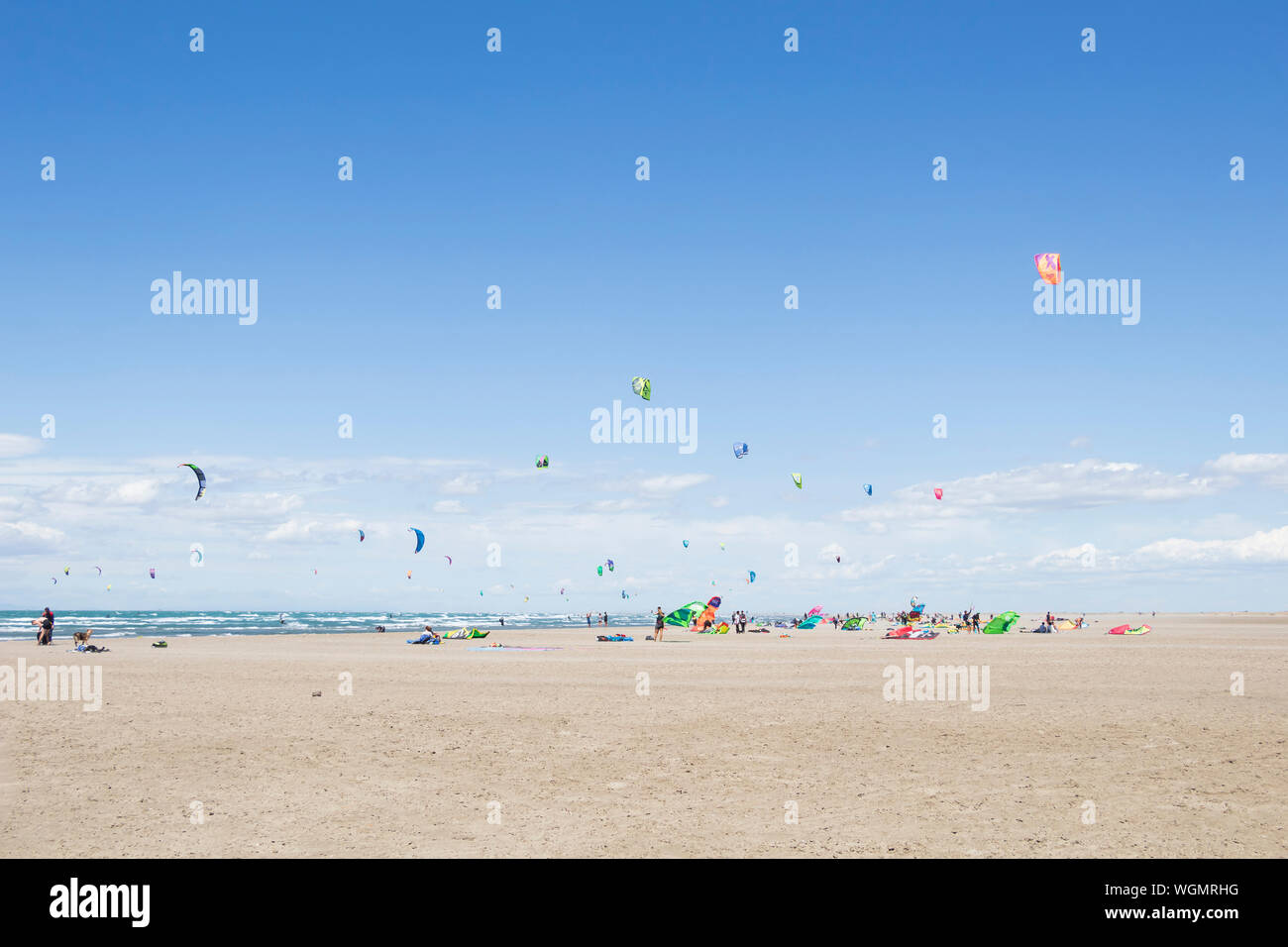Beach Beauduc, Arles, France - August, 2019 : Tourists and locals rest ...